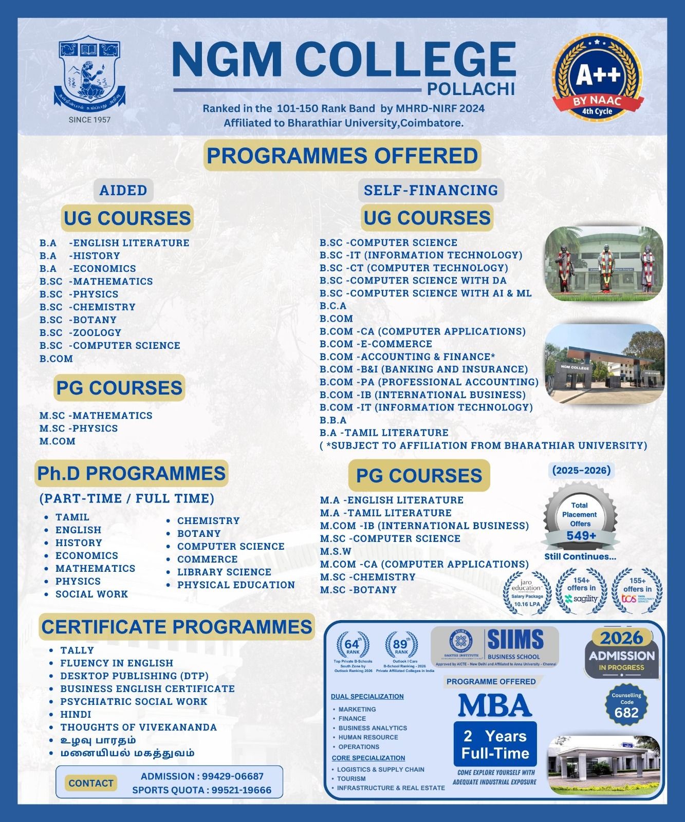 NGM College, Pollachi – Admission Announcement 2026 - NGM COLLEGE